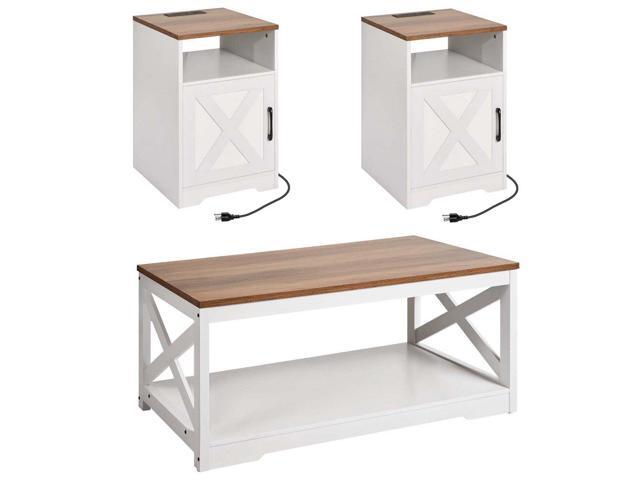 Click here for 3 Piece Farmhouse Coffee Table Set 40 in with 2 En... prices