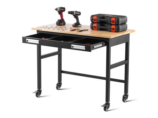 Click here for VEVOR 48 Workbench on Wheels Wood Top Work Table w... prices