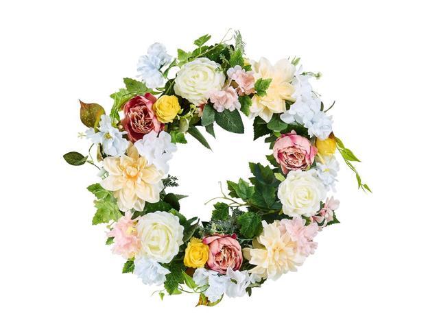 Click here for VEVOR Decorative Wreath 24 in White Pink Yellow Pe... prices