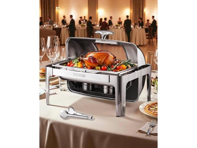 Click here for VEVOR 4Qt 1 Pack Rectangle Roll Top Chafing Dish S... prices