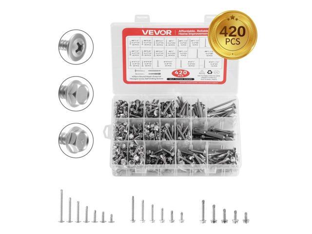 Click here for VEVOR 420 Pc Self Drilling Screw Assortment Set #8... prices