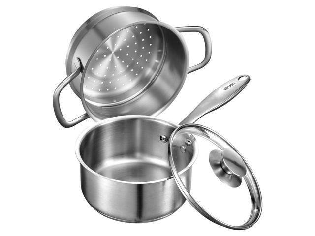 Click here for VEVOR 1.5 QT Saucepan with Steamer Stainless Steel... prices
