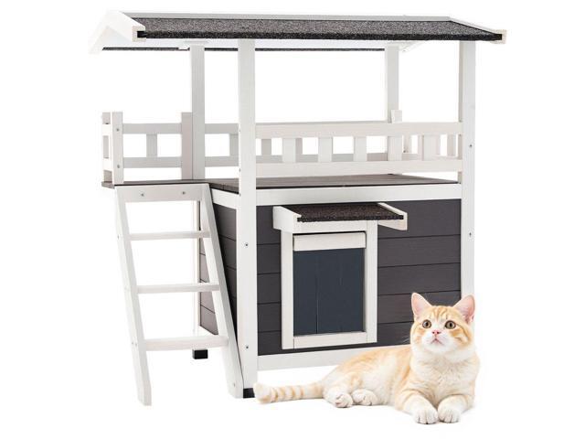Click here for VEVOR Outdoor Cat House 2-Story Wooden Feral Cat S... prices