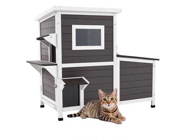 Click here for VEVOR Outdoor Cat House 2-Story Wooden Cat Shelter... prices