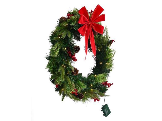 Click here for Christmas Wreath 24 In Pre-Lit Artificial Christma... prices