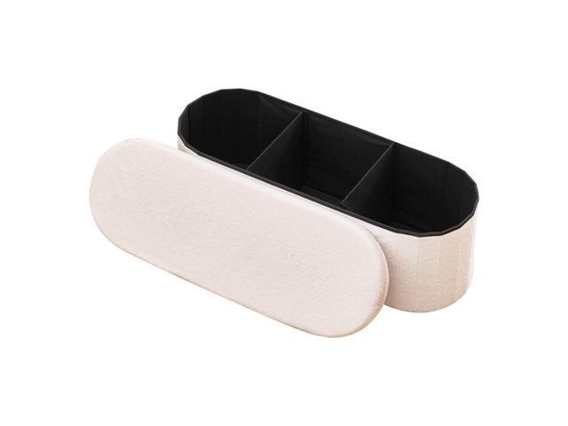 Click here for VEVOR Oval Storage Ottoman Bench  Foldable Teddy F... prices