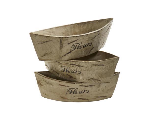 Click here for Nearly Natural 5 White Washed Wood Planter (Set of... prices