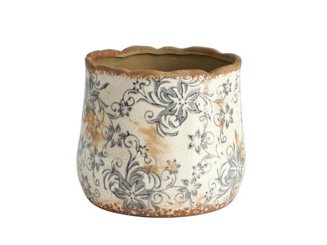 Click here for Nearly Natural 7 Tuscan Ceramic Gray Scroll Plante... prices