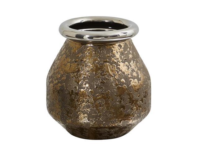 Click here for Nearly Natural 9.5 Textured Bronze Vase with Silve... prices
