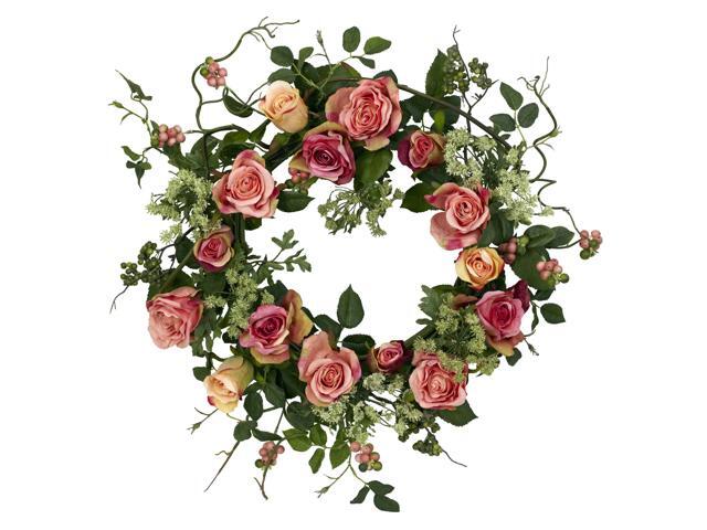 Click here for Nearly Natural 20 Rose Wreath prices