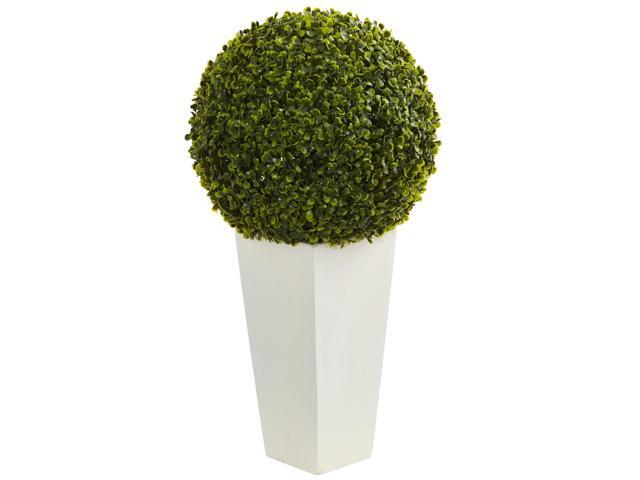 Click here for Nearly Natural 28 Boxwood Topiary Ball in White Pl... prices