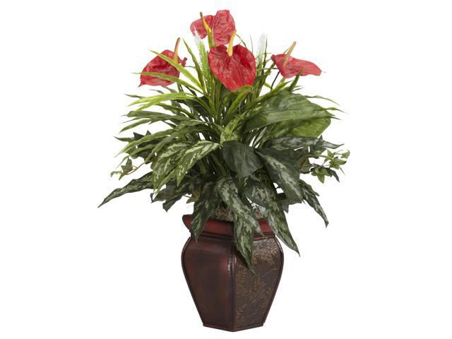 Click here for Nearly Natural Mixed Greens & Anthurium w/Decorati... prices
