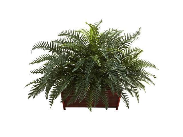 Click here for Nearly Natural River Fern w/Wood Planter prices