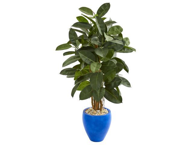 Click here for Nearly Natural 53 Artificial Rubber Tree in Blue P... prices