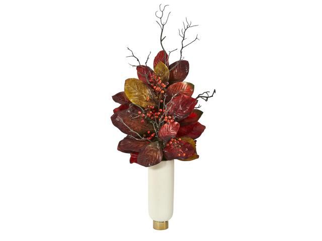 Click here for Nearly Natural 38 Autumn Magnolia w/ Berries Plant... prices