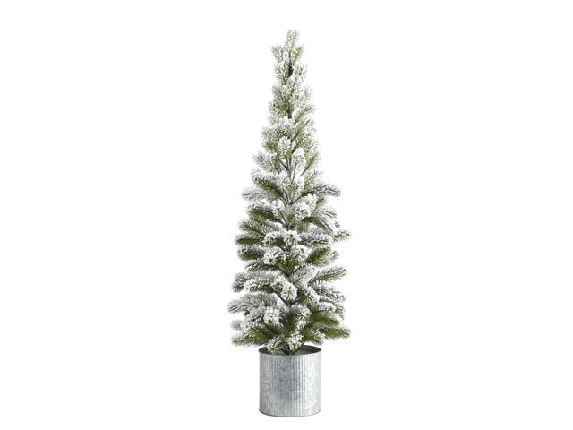 Click here for Nearly Natural 3 Flocked Artificial Pine Tree in T... prices