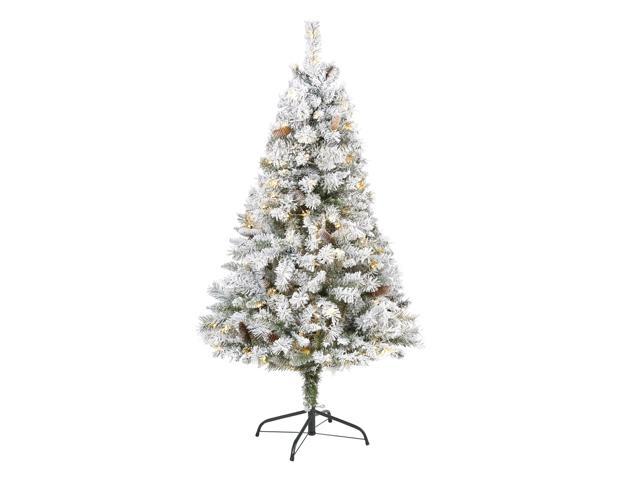 Click here for Nearly Natural 5 Flocked White Christmas Tree w/Pi... prices