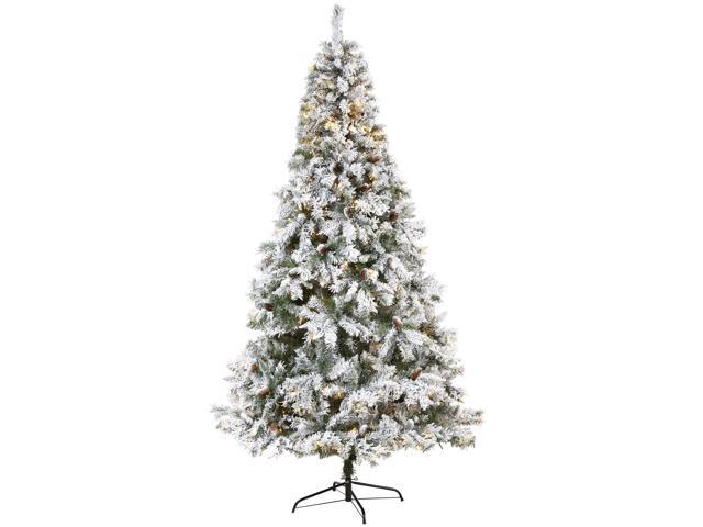 Click here for Nearly Natural 8 Flocked White Christmas Tree w/Pi... prices