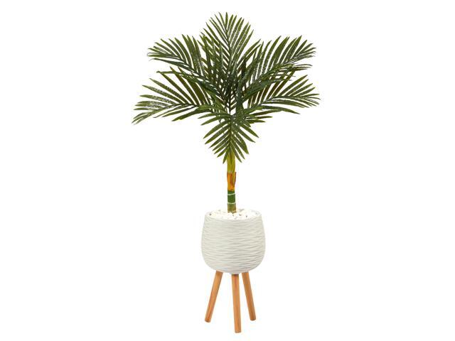Click here for Nearly Natural 4.5 Golden Cane Palm Tree in White... prices