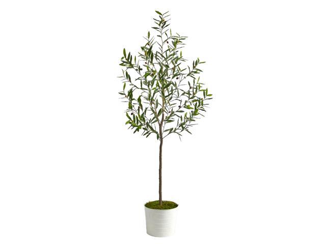 Click here for Nearly Natural 70 Olive Artificial Tree in White T... prices