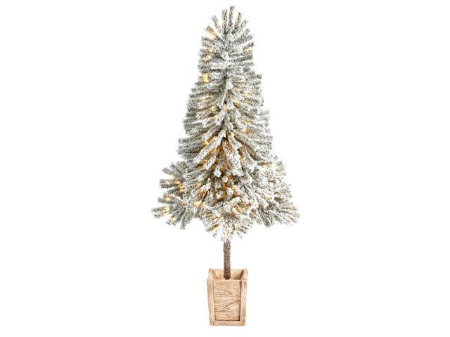 Click here for Nearly Natural 5 Flocked Leaning Xmas Tree Pre-Lit... prices