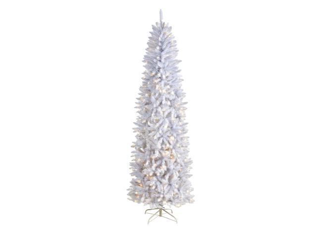 Click here for Nearly Natural 8 Slim White Christmas Tree with 40... prices
