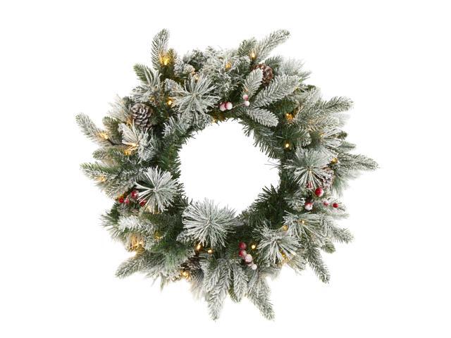 Click here for Nearly Natural 20 Flckd Wreath w/50 LEDs  Pine Con... prices