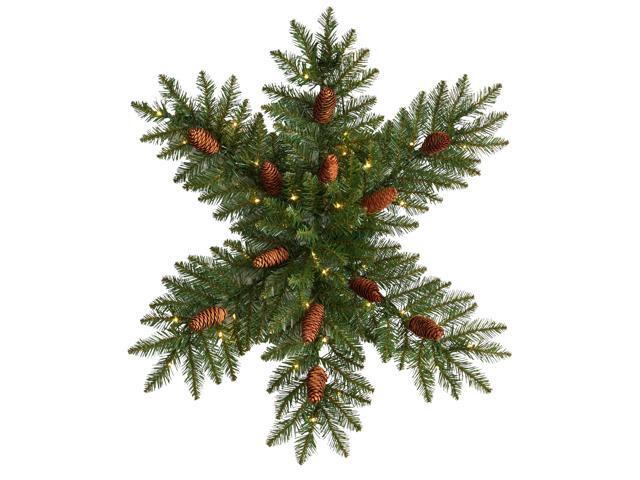 Nearly Natural 30 Pre-Lit Snowflake Wreath w/Pinecone  40 LEDs & 120 tips