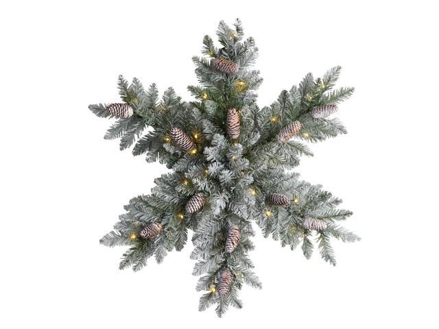 Click here for Nearly Natural 30 Pre-Lit Flocked Snowflake Wreath... prices