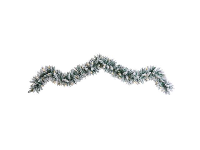 Click here for Nearly Natural 9 Flocked Christmas Garland with 50... prices