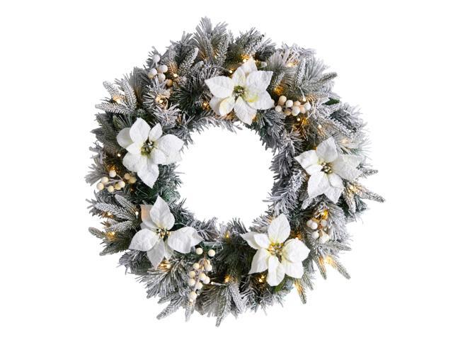 Click here for Nearly Natural 24 Flocked Poinsettia and Pine Xmas... prices