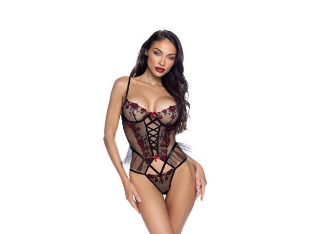 Click here for Roma Costume Blossom Beauty Peplum Teddy  Black/Re... prices