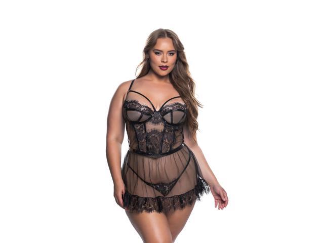 Click here for Roma Costume Eden Babydoll 2-Piece Set  Black  1X prices