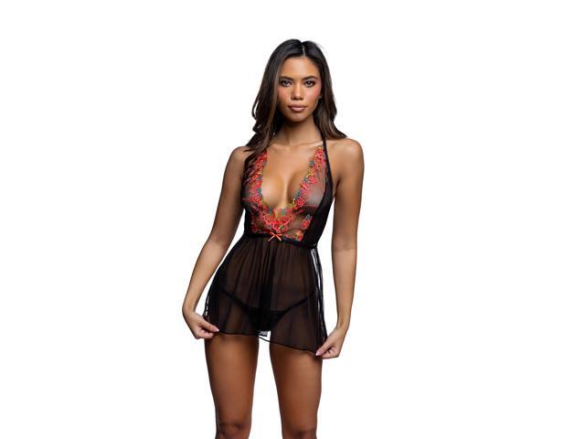 Click here for Roma Costume Midnight Rose Babydoll  Black/Hot Pin... prices