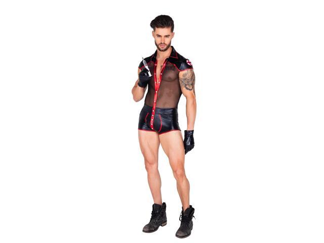 Click here for Roma Costume 1pc Pandemic Hunk  Black/Red  M prices
