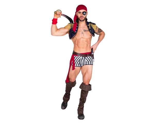 Click here for Roma Costume 6pc Captain Hunk  Black/Red/Blue  XL prices