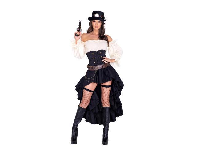 Click here for Roma Costume 6pc Steampunk Seductress  Black/Beige... prices