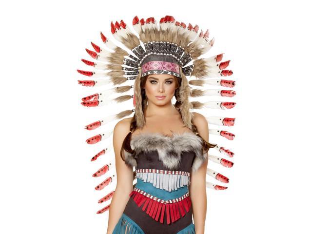 Click here for Roma Costume Indian Headdress with Red Tips  Brown... prices