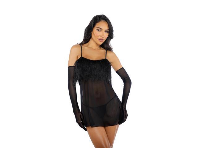 Click here for Roma Costume Amelia 2-Piece Feather Babydoll  blac... prices