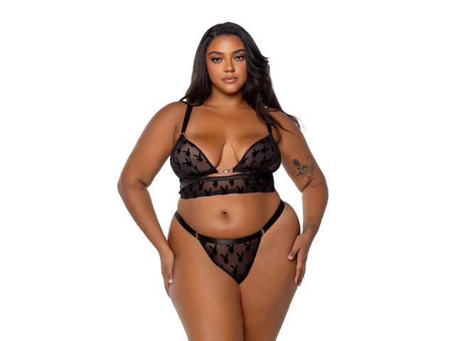 Click here for Roma Costume Play Bunny Charm Bralette 2pc Set  Bl... prices