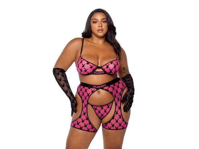 Click here for Roma Costume Play Flocked Bunny Chaps  Pink  1X prices