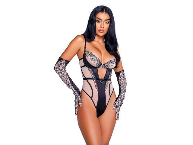 Click here for Roma Costume Play Bunny Kiss Teddy  Black/Nude  XS prices