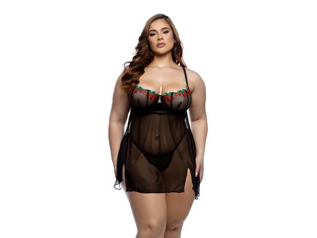 Click here for Roma Costume Cherry Delight Babydoll 2pc Set  Blac... prices