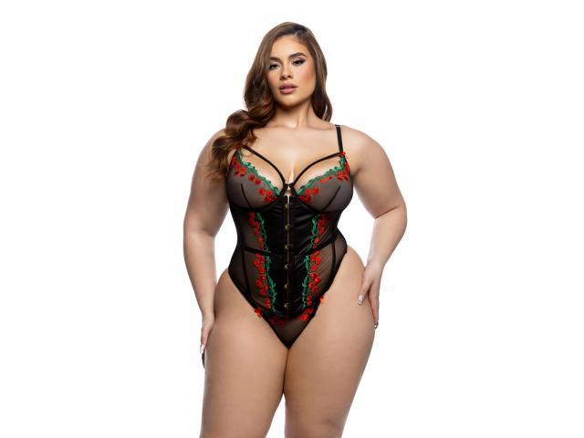Click here for Roma Costume Cherry Delight Corset 2pc Set  Black... prices