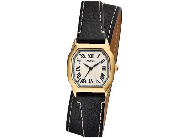 Fossil Womens Harlow Three-Hand Black Leather Watch  27mm - Black