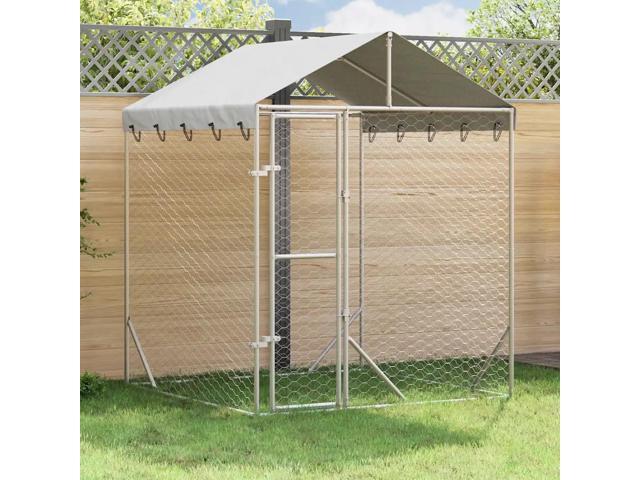 Click here for vidaXL Outdoor Dog Kennel Silver Galvanized steel... prices