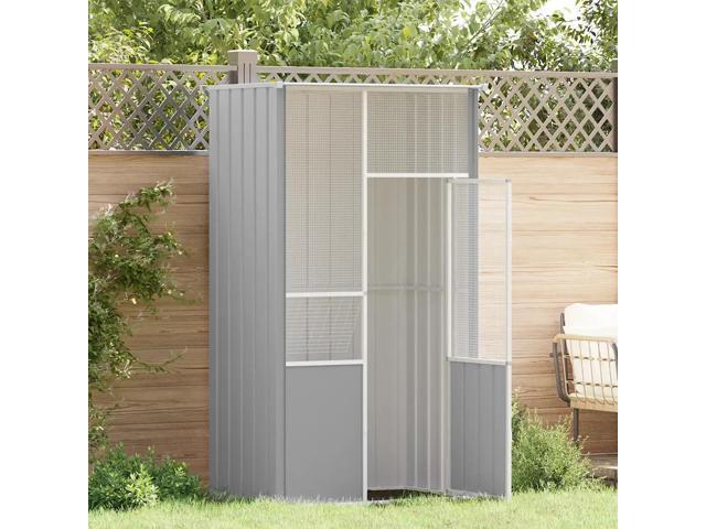 Click here for vidaXL Bird Cage Grey Galvanized Steel Large Bird... prices