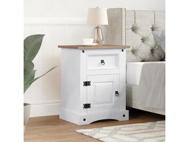 Click here for vidaXL Bedside Cabinet White body and brown top So... prices