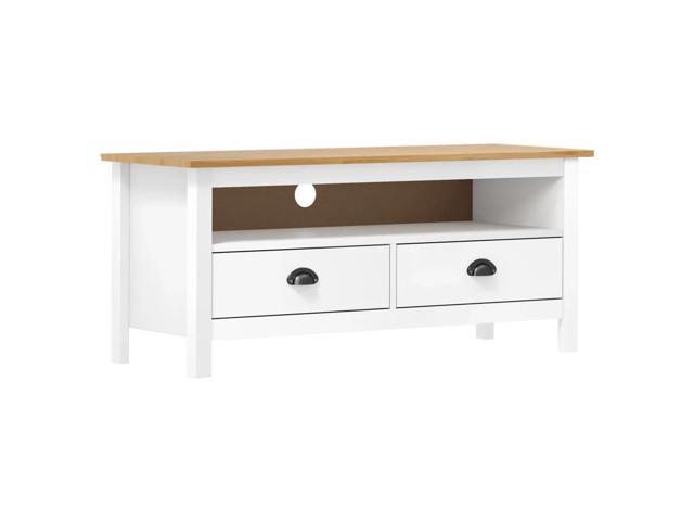 Click here for vidaXL TV Cabinet White and Honey Brown Solid Pine... prices