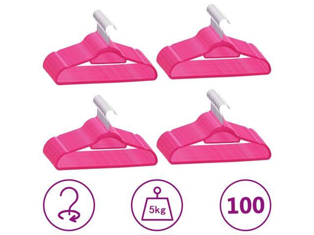 Click here for vidaXL Hanger Set of 100 Pink Plastic  Metal  Velv... prices